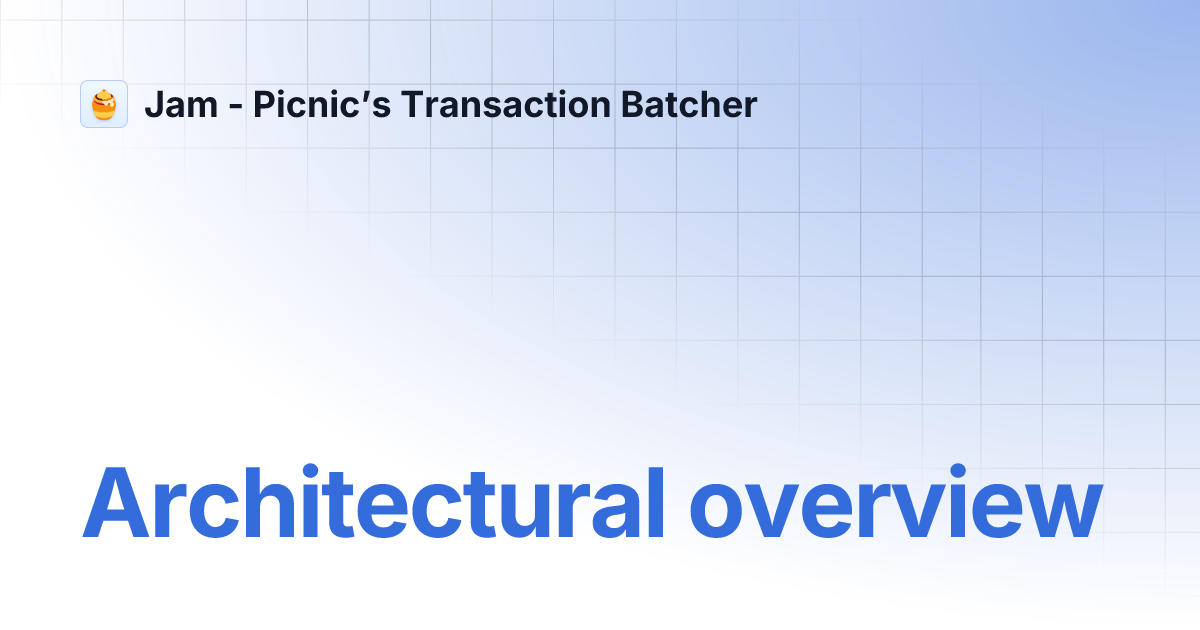 Architectural overview | Jam - Picnic’s Transaction Batcher